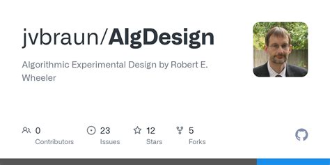 Github Jvbraun Algdesign Algorithmic Experimental Design By Robert E Wheeler