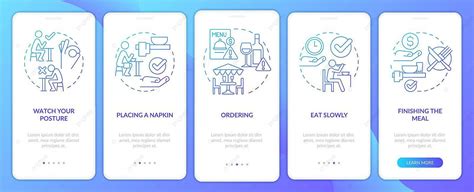 Blue Gradient Mobile App Screen For Learning Restaurant Etiquette Vector Idea Design Kit Png