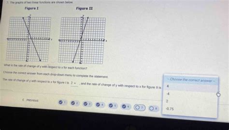 solved 7 the graphs of two linear functions are shown below figure i