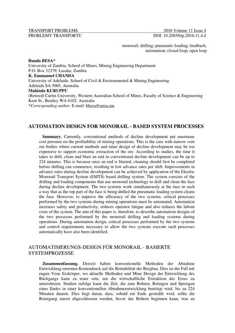 Pdf Automation Design For Monorail Based System Processes