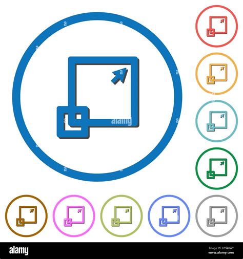 Maximize Window Flat Color Vector Icons With Shadows In Round Outlines On White Background Stock