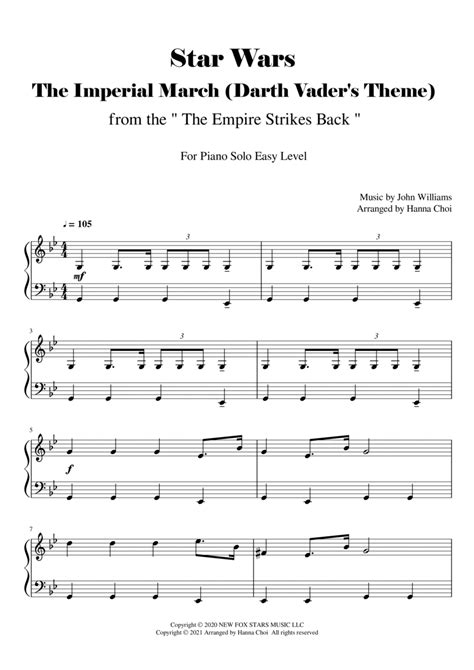 Star Wars The Imperial March Darth Vader S Theme For Piano Solo