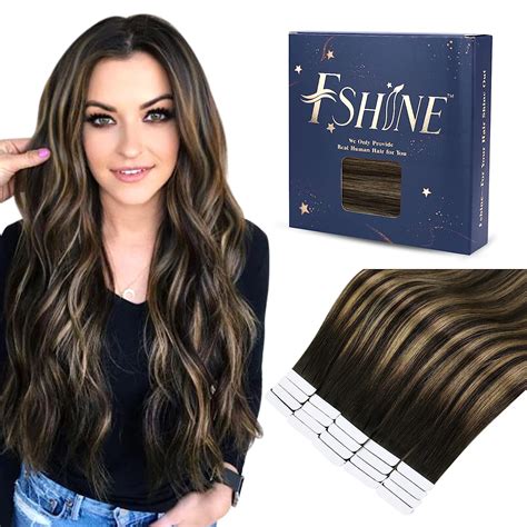 Fshine Tape In Hair Extensions 18 Inch Black To Caramel