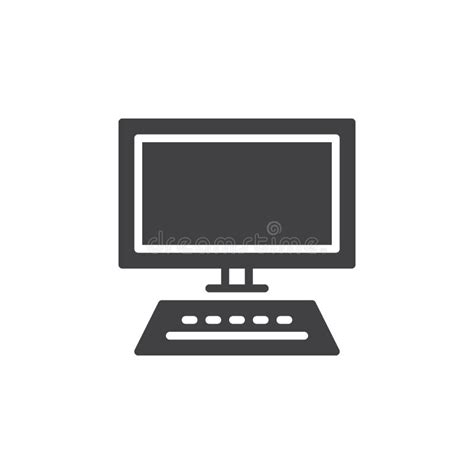 Desktop Computer Workstation Icon Vector Filled Flat Sign Solid Pictogram Isolated On White
