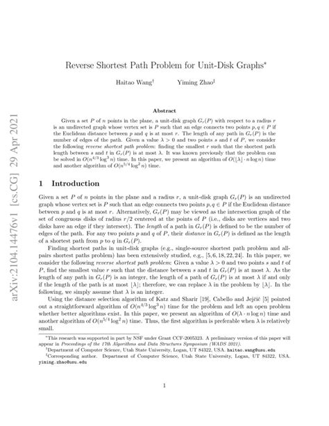 Reverse Shortest Path Problem For Unit Disk Graphs Deepai