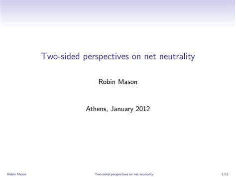 2nd Seserv Workshop Net Neutrality Economic Model Robin Mason Pdf