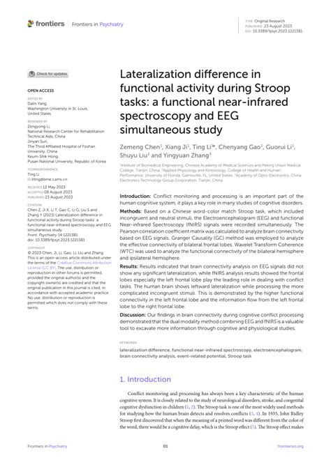 Pdf Lateralization Difference In Functional Activity During Stroop Tasks A Functional Near
