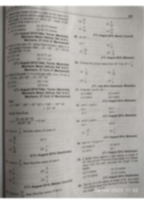 Solution Trigonometry Iti For All Trades Basic Trigonometry Questions