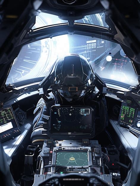 Premium Photo Arafed View Of A Cockpit With A Computer And A Monitor