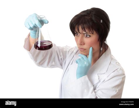 Female Scientist With Erlenmeyer Flask Stock Photo Alamy