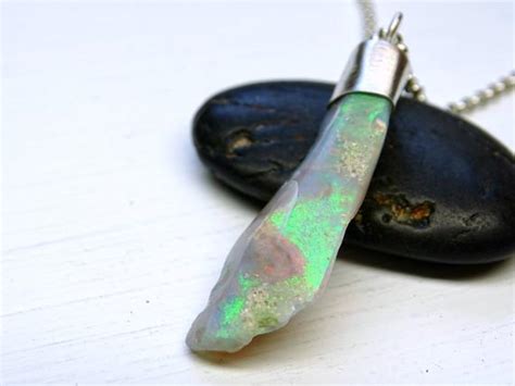 Carved Black Opal Pendant Silver Opalized Dino Tooth Pendant