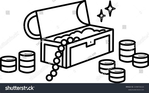 Clip Art Treasure Box Line Drawing Stock Vector Royalty Free Shutterstock
