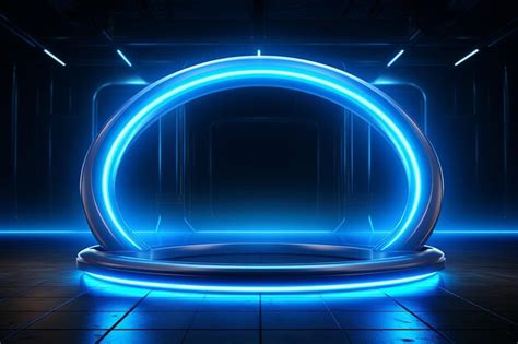 Premium Photo Abstract Neon Light Circle Frame With Futuristic