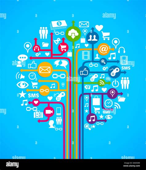 Social Media Network Concept Tree Icons Set Vector Illustration Layered For Easy Manipulation