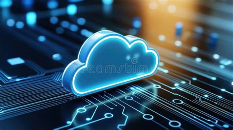 Cloud Computing Concept With Glowing Cloud Icon On Digital Circuit Board Generative Ai Stock