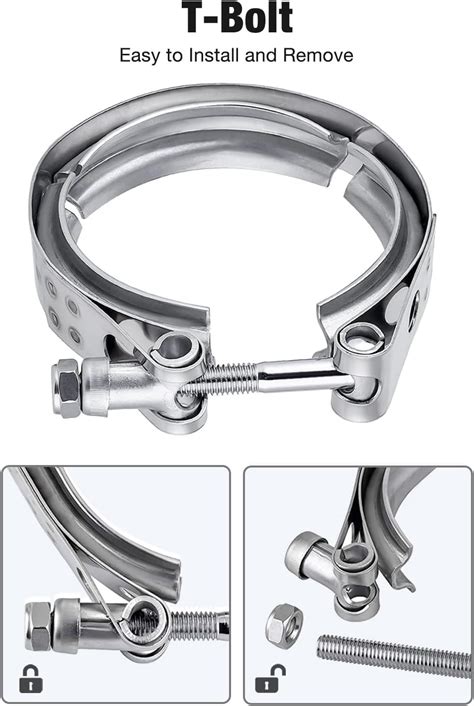 304 Stainless Steel Car Motorcycle V Band Clamp Exhaust Pipe Clamp