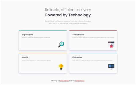 Frontend Mentor Responsive Four Card Feature Section Using Html And