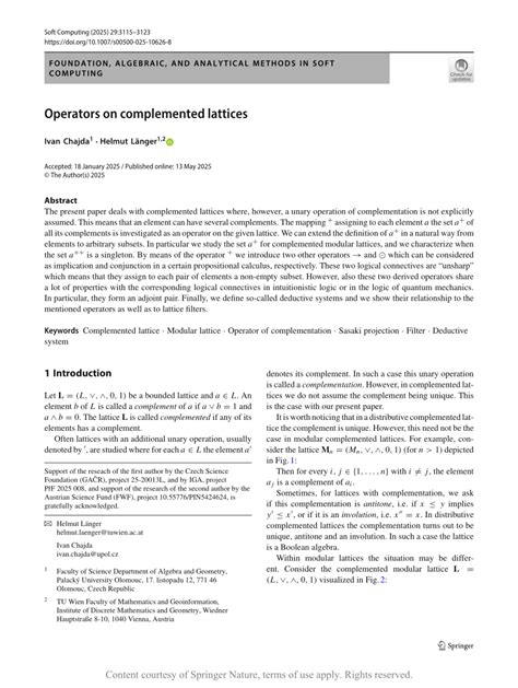 Pdf Operators On Complemented Lattices