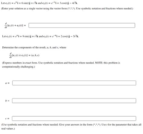 Solved Let C T E Ti Sin T J Tk And Cu T E I Chegg Com