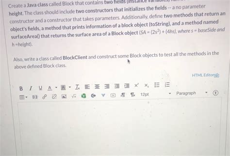 Solved Create A Java Class Called Block That Contains Two