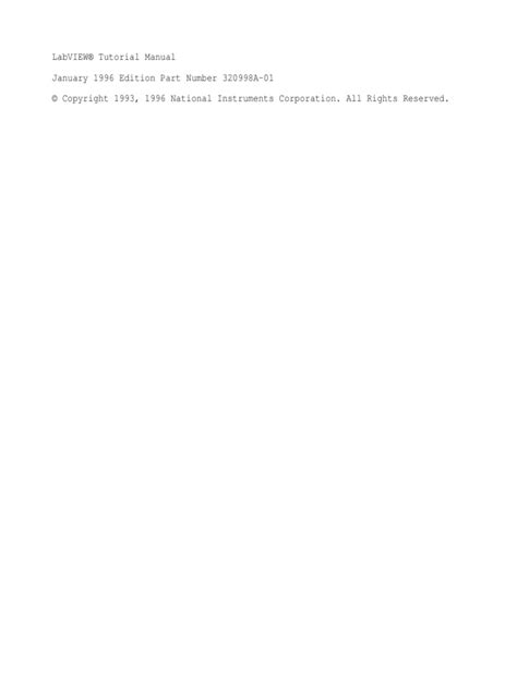 labview® tutorial manual january 1996 edition part number 320998a 01