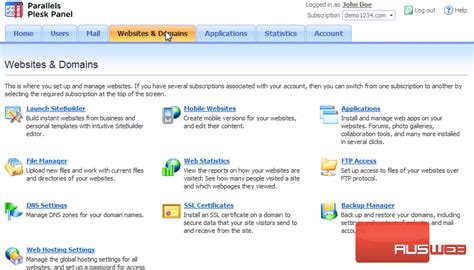 Becoming Familiar With The Plesk Interface Web24 Becoming Familiar With The Plesk Interface Web24