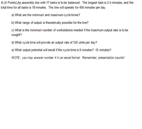 Solved An Assembly Line With 17 Tasks Is To Be Balanced