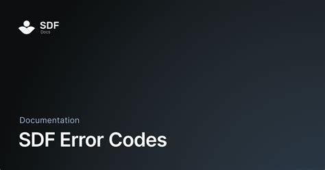 Sdf Error Codes Sdf