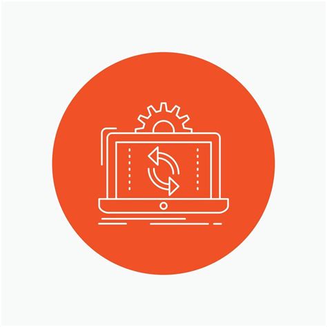 Data Processing Analysis Reporting Sync White Line Icon In Circle