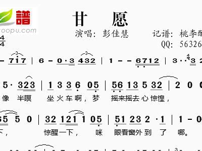 甘愿 彭佳慧 歌谱 简谱