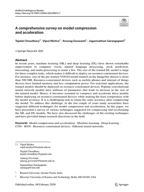 A Comprehensive Survey On Model Compression And Acceleration Pdf