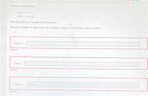 Solved Consider The Functions F U U7 Ug X Cos X Find The Chegg Com