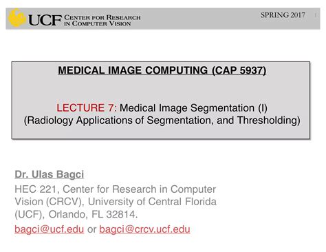 Lec7 Medical Image Segmentation I Radiology Applications Of