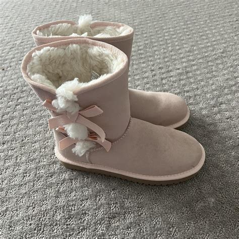 Pink Bow Fluffy Boots Worn Once Just Too Depop