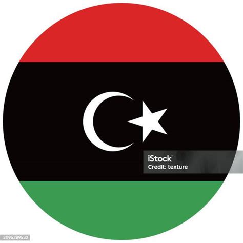 리비아 국기입니다 버튼 플래그 아이콘입니다 표준 색상 둥근 버튼 아이콘입니다 원 아이콘입니다 컴퓨터 일러스트레이션 디지털 일러스트레이션 벡터 일러스트 레이 션입니다