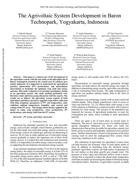 Pdf The Agrivoltaic System Development In Baron