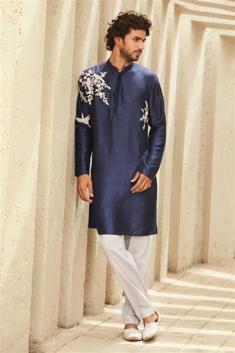 Matsya Heritage Noir Placement Kurta Set Men Kurta Sets Embroidered