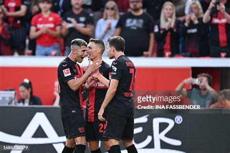 Bayer Leverkusens German Midfielder Jonas Hofmann Celebrates With
