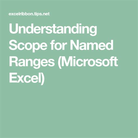 understanding scope for named ranges microsoft excel excel