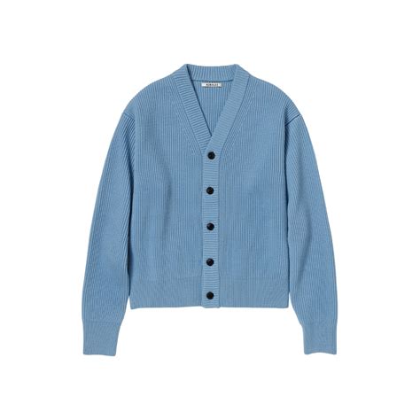 오라리 프렌치 메리노 리브 니트 가디건 라이트 블루 Auralee Kream