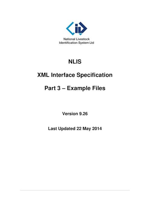 Pdf Nlis Xml Interface Specification Part 3 Example Files · 2020 11