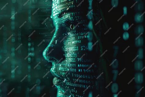 Premium Photo Artificial Intelligence Theme With Female Face And Binary Code