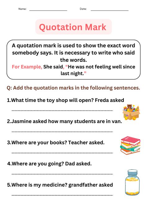 Grammer Quotation Marks Worksheets With Answers For Grade 1 2 3