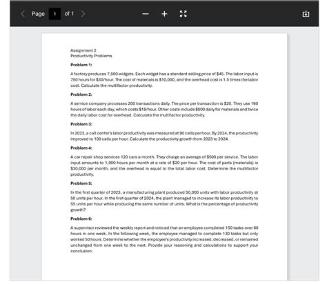 Page1of 1assignment 2productivity Problemsproblem 1a