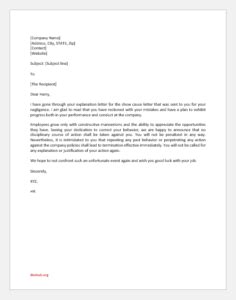 Reply Of Explanation Letter For Negligence Document Hub
