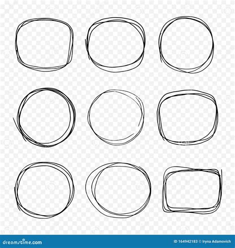 Hand Drawn Doodle Scetch Circle Vector Round Set Scribble Line Collection Stock Vector