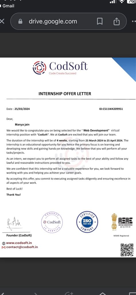Manya Jain On Linkedin Webdev Internship Codsoft