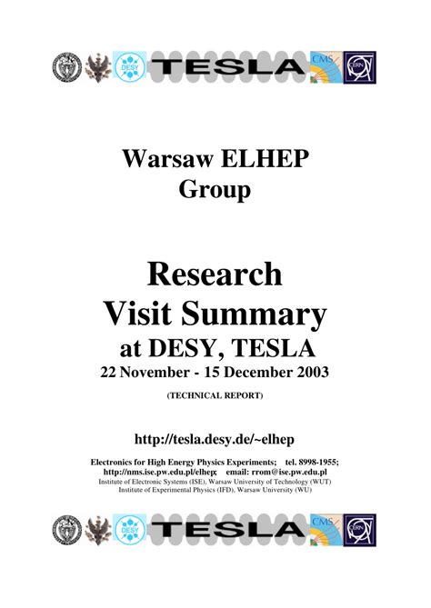 Pdf Elhep Tesla Development Program Quarterly Technical Report Desy November 2003