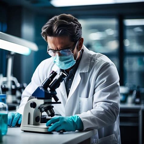 premium photo working in the lab with a microscope