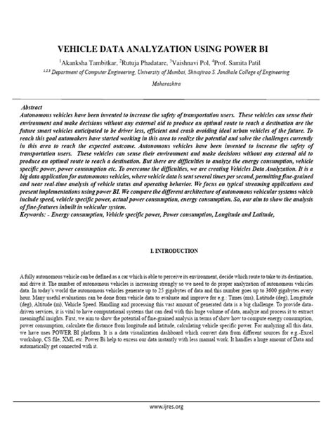 Vehicle Data Analyzation Research Paper Pdf Computer Data Storage